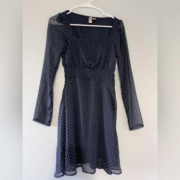 Divided | Dresses | Mini Navy Blue White Hearts Dress | Poshmark